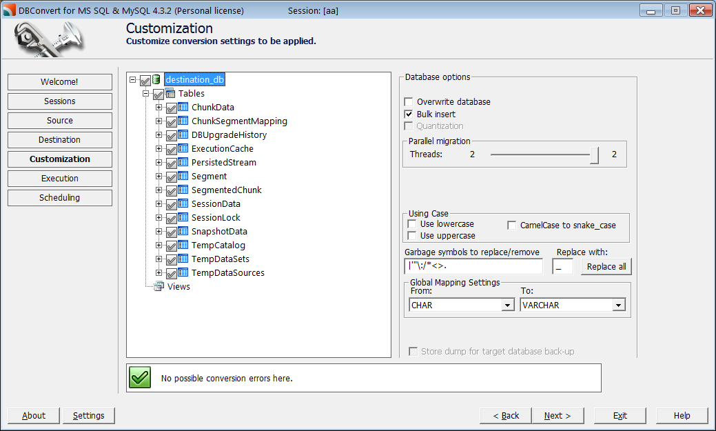 Customization – DBConvert